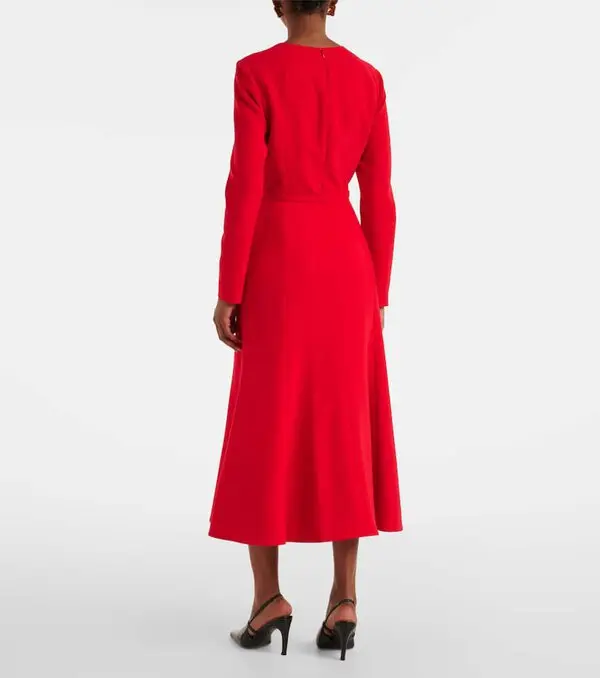 Carolina Herrera Belted Crepe Midi Dress