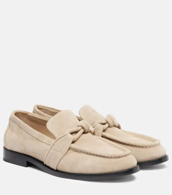 Bottega Veneta Astaire Knot Suede Loafers - Beige