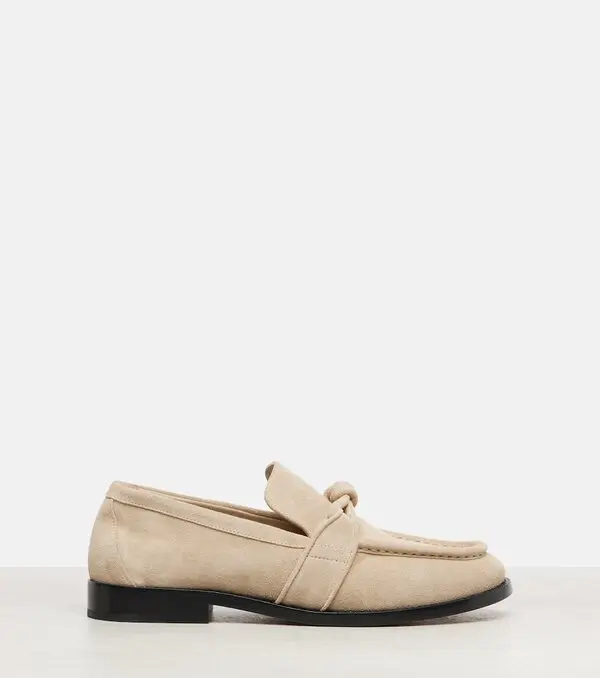Bottega Veneta Astaire Knot Suede Loafers - Beige