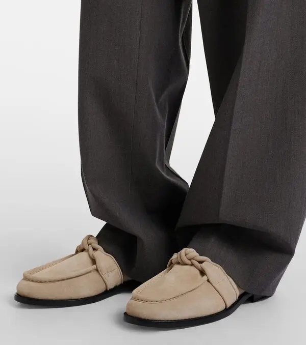 Bottega Veneta Astaire Knot Suede Loafers - Beige