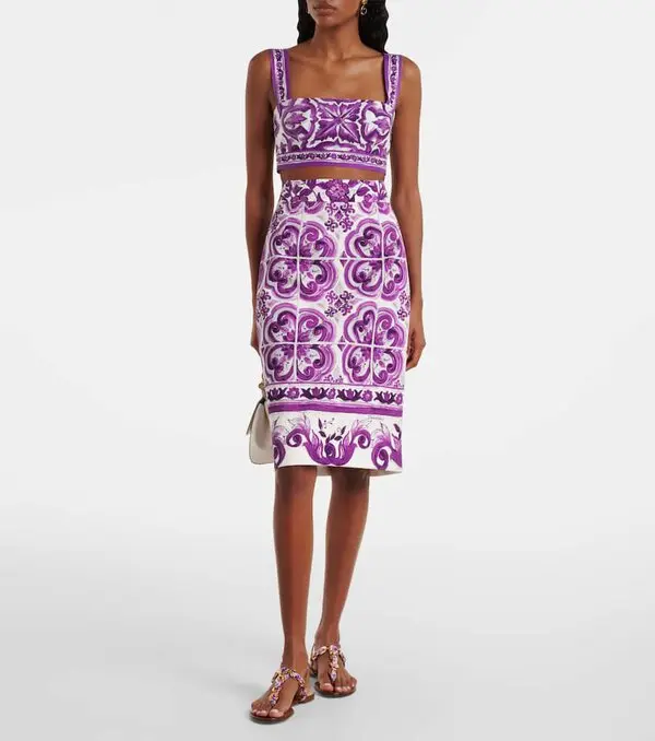 Dolce & Gabbana Majolica Print Pencil Skirt