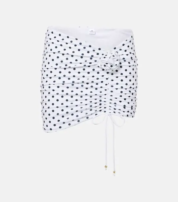 BANANHOT Stefani Polka-dot Ruched Miniskirt - White