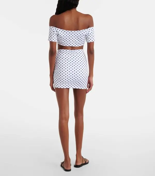 BANANHOT Stefani Polka-dot Ruched Miniskirt