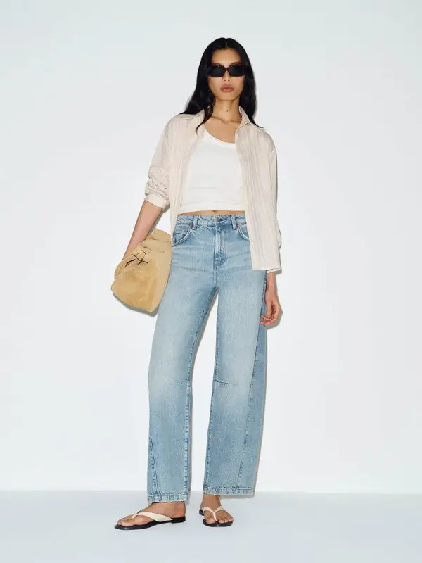 REFORMATION Tyler Mid Rise Barrel Jeans - Blue