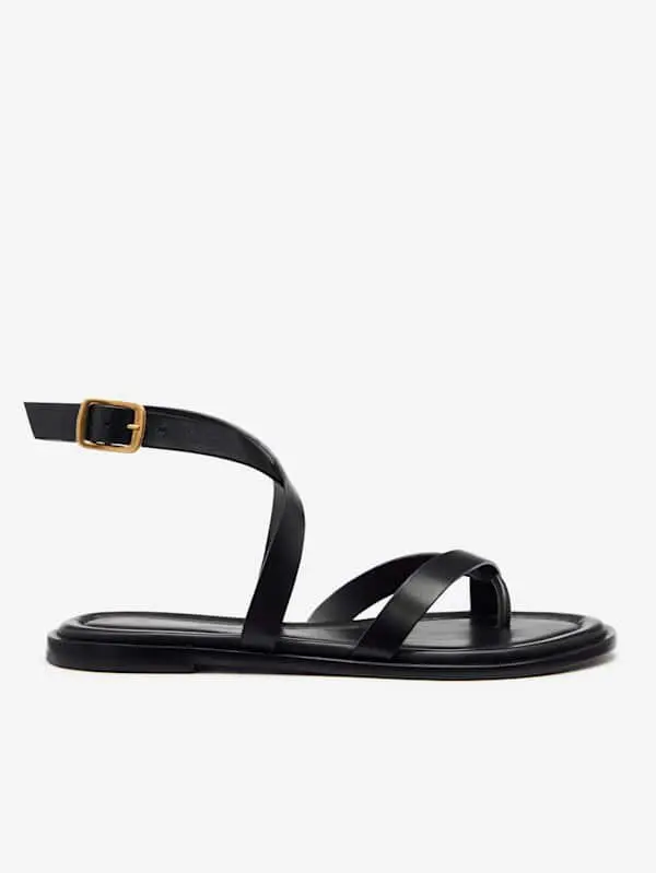 REFORMATION Jane Flat Sandal - Black