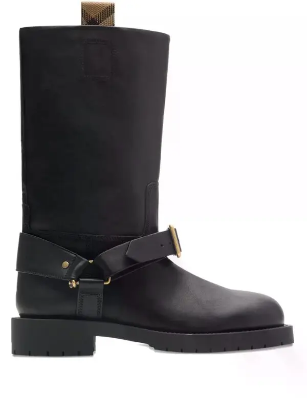Burberry Equestrian Knight Leather Boots - Black