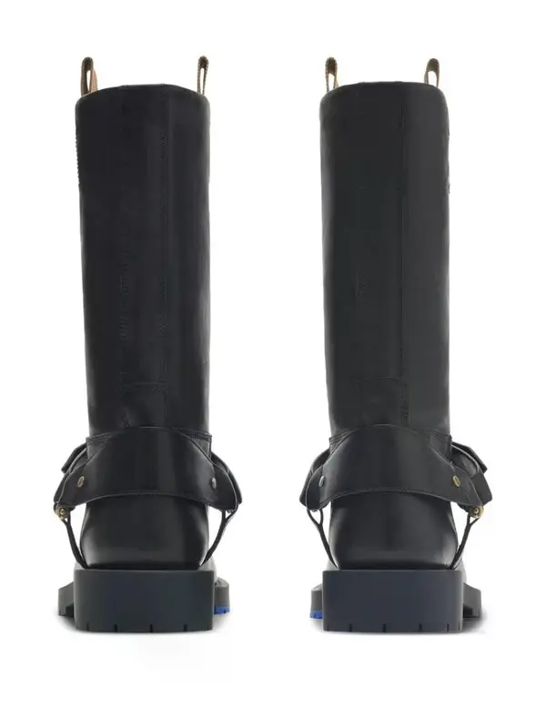 Burberry Equestrian Knight Leather Boots - Black