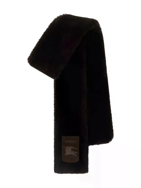 Burberry Logo-appliqué Shearling Scarf - Brown