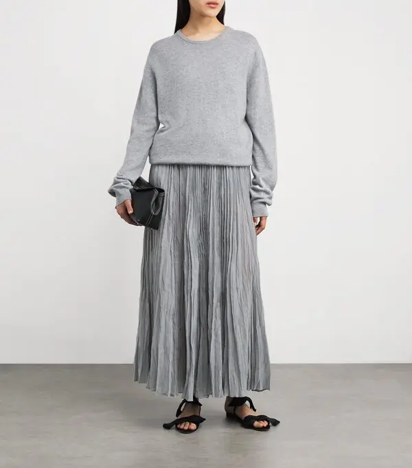 TOTEME Organic Cotton-blend Pleated Midi Skirt