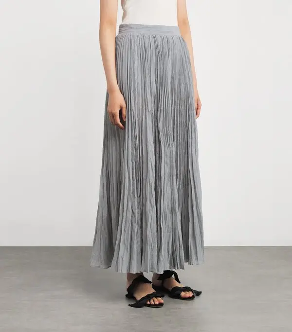 TOTEME Organic Cotton-blend Pleated Midi Skirt