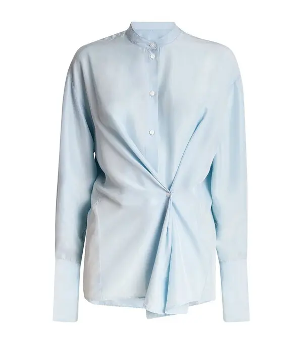 Max & Co. Silk Shirt With Button Detail - Blue