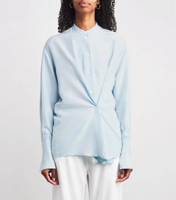 Max & Co. Silk Shirt With Button Detail - Blue