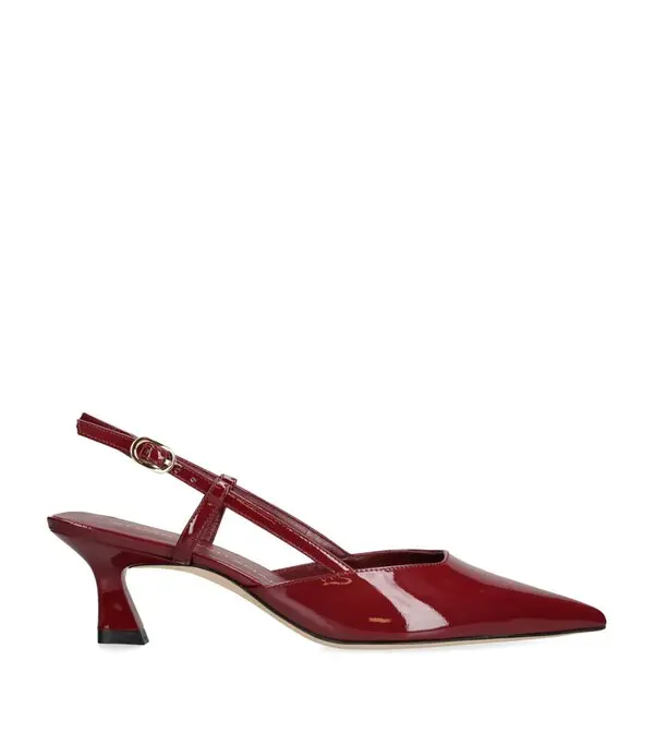 STUART WEITZMAN Patent Leather Vinnie Slingback Pumps 50 - Red