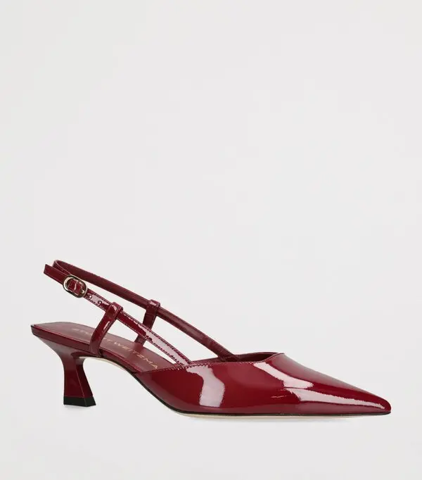 STUART WEITZMAN Patent Leather Vinnie Slingback Pumps 50 - Red