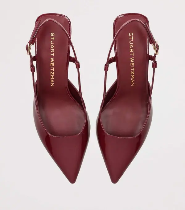 STUART WEITZMAN Patent Leather Vinnie Slingback Pumps 50 - Red
