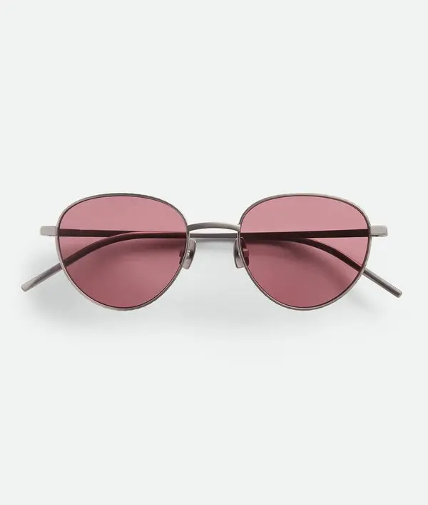 Bottega Veneta Intrecciato Pantos Sunglasses - Ruthenium/red