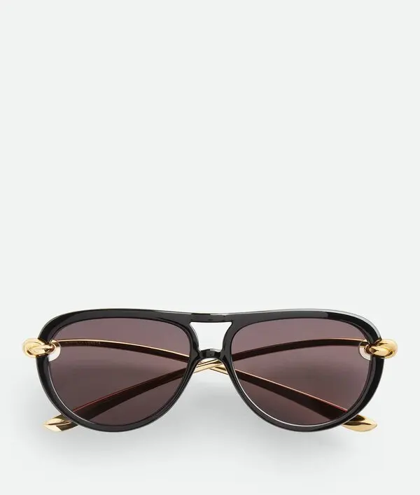 Bottega Veneta Knot Aviator Sunglasses - Black/grey