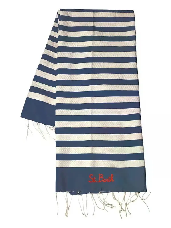 MC2 SAINT BARTH Striped Fringed Towel - Blue