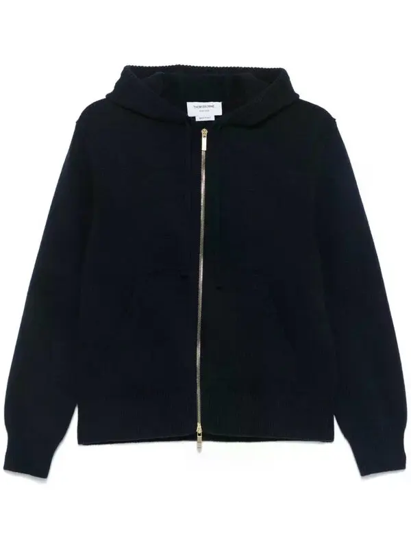 Thom Browne Goose-intarsia Zipped Hoodie - Black