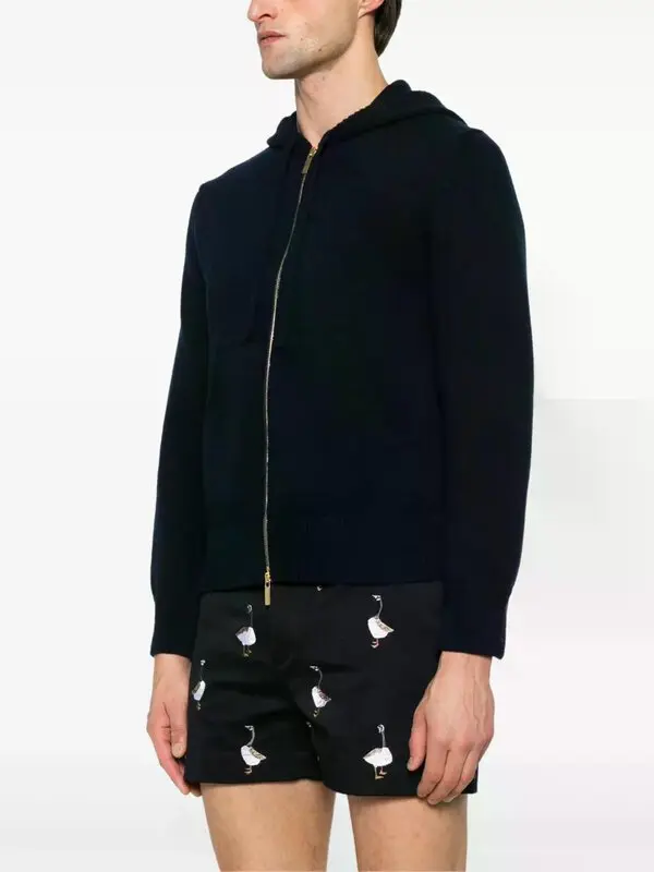 Thom Browne Goose-intarsia Zipped Hoodie - Black