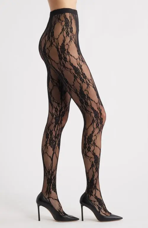 HIGH HEEL JUNGLE Lace Tights - Black