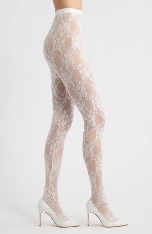 HIGH HEEL JUNGLE Lace Tights - White