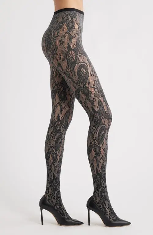 HIGH HEEL JUNGLE Fleur Lace Tights - Black