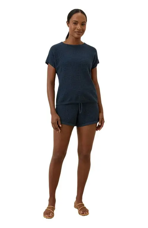 PACT Beachside Linen Short Sleeve Top - French Navy