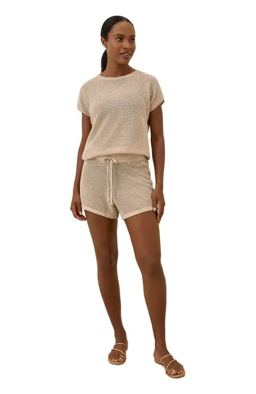PACT Beachside Linen Short Sleeve Top - Sandshell