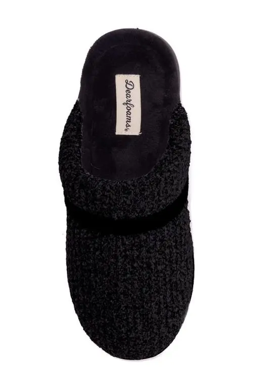 DEARFOAMS Serena Marled Chenille Scuff Slippers - Black