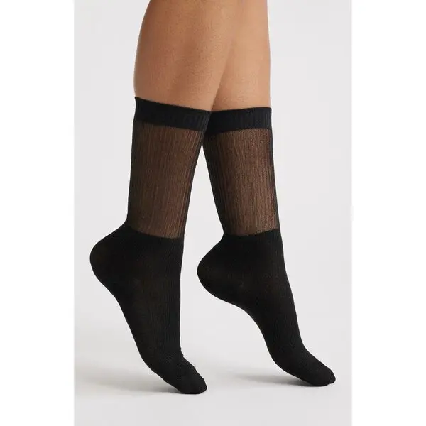 HIGH HEEL JUNGLE Shimmery Lights Crew Socks - Black