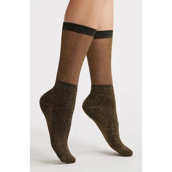HIGH HEEL JUNGLE Shimmery Lights Crew Socks - Gold