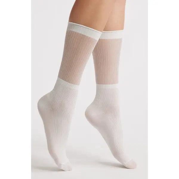 HIGH HEEL JUNGLE Shimmery Lights Crew Socks - White