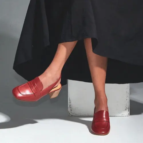 AMIE RAFA Glasgow Leather Mules - Red