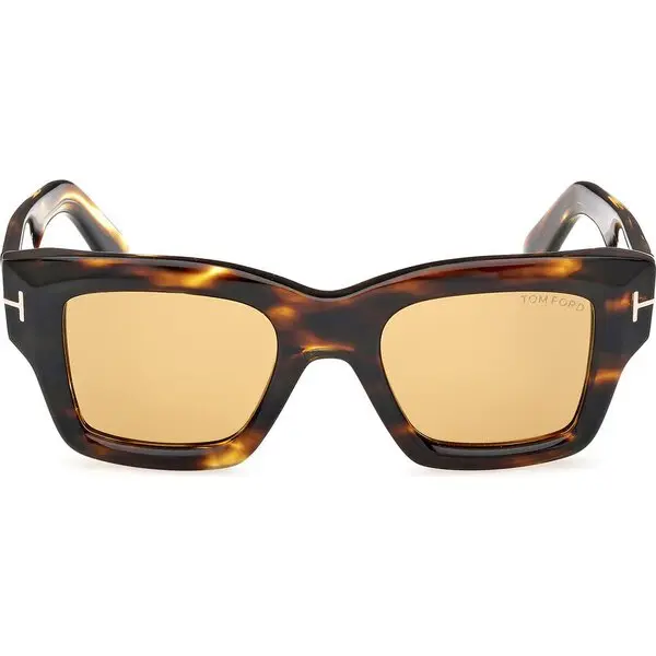 TOM FORD Ilias Square Sunglasses - Shiny Honey Brown /amber