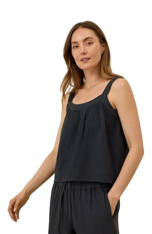 PACT Organic Cotton Double Gauze Square Neck Cami - Black