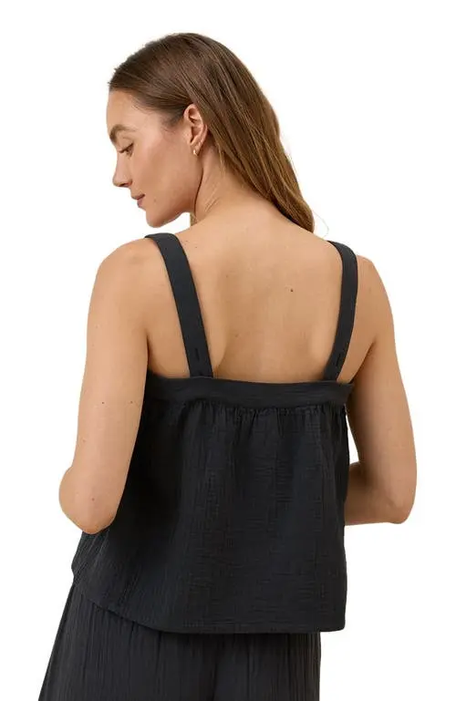 PACT Organic Cotton Double Gauze Square Neck Cami - Black