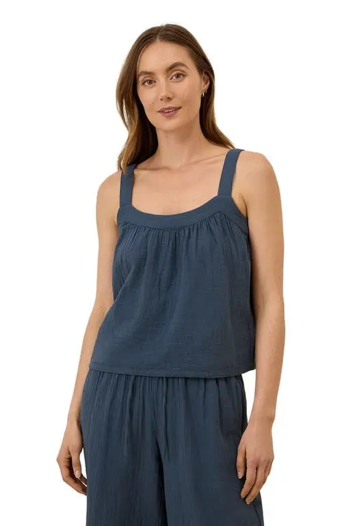 PACT Organic Cotton Double Gauze Square Neck Cami - French Navy