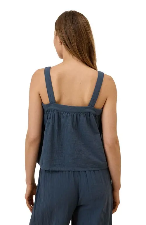 PACT Organic Cotton Double Gauze Square Neck Cami - French Navy