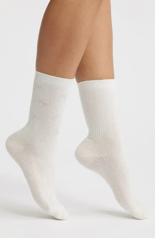 HIGH HEEL JUNGLE Sweeney Crystal Mini Bow Crew Socks - White