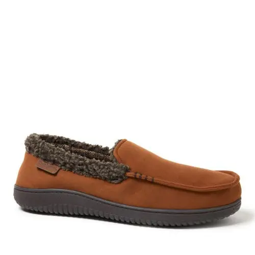 DEARFOAMS Alexander Microsuede Moccasin Slipper - Chestnut