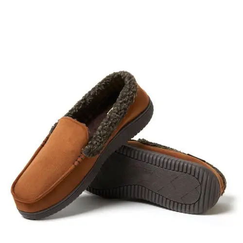 DEARFOAMS Alexander Microsuede Moccasin Slipper - Chestnut