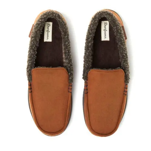 DEARFOAMS Alexander Microsuede Moccasin Slipper - Chestnut