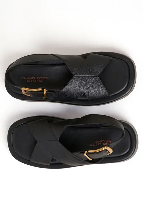 Charlotte Stone Anto Slingback Flatform Sandal - Black