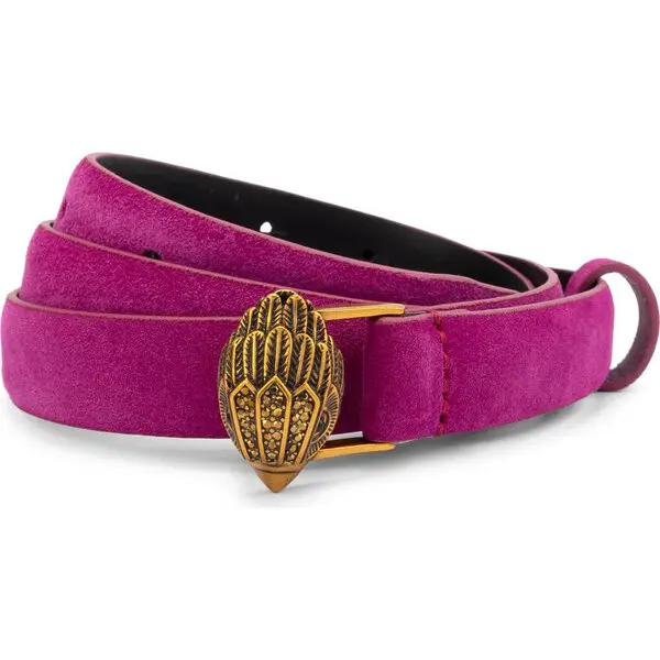 Kurt Geiger London Eagle Head Leather Belt- Fuschia/Antique Brass 20-eagle-belt-fushia-fabric-  main image 4