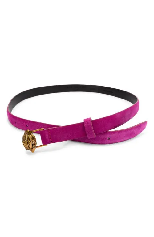 Kurt Geiger Eagle Buckle Suede Belt - Fuchsia | Editorialist display picture 3