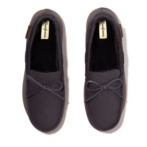DEARFOAMS Pierce Microsuede Moccasin Slipper - Pavement