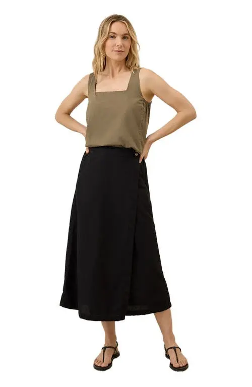 PACT Canopy Linen Wrap Skirt - Black