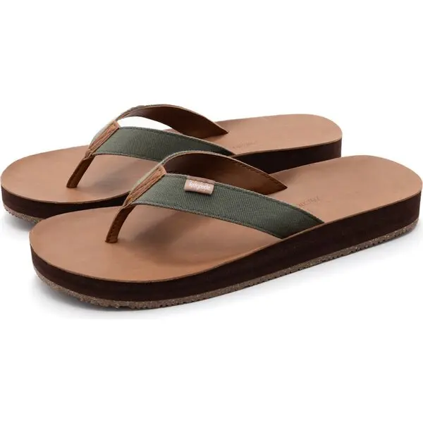 FEELGOODZ Zensole Kinderz Faux Leather Thong Sandals - Pine