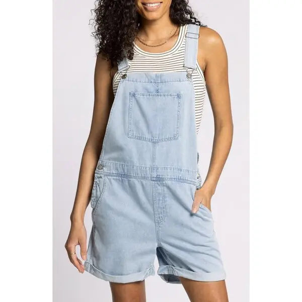 THREAD & SUPPLY Connor Short Denim Overalls - Isla Wash